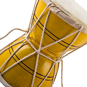 Handmade Wooden & Leather Classical Indian Folk Dumroo Damroo Damaru Hand Drum Set Percussion Decorative Collectible Showpiece World Musical Instruments (Yellow)