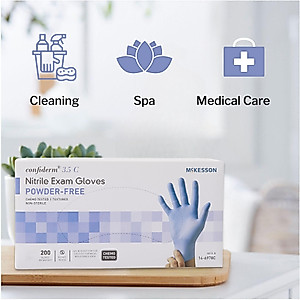 McKesson Confiderm 3.5C Nitrile Exam Gloves, Non-Sterile, Powder-Free, Blue, Small, 200 Count, 1 Box