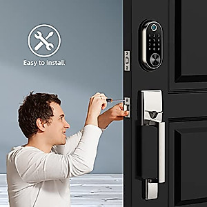 Zciuyo Front Door Handle, Door Lever Entrance Lock Single Cylinder Lower Half Adjustable Handlesets for Both Left Right Door Exterior Solid Satin Nickel