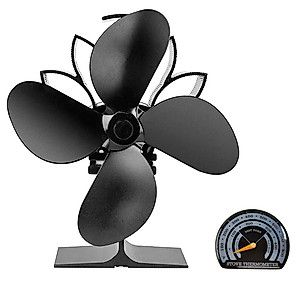 Tebatu Barbecue Tool,Magnetic Wood Fireplace Fan Stove Thermometer with Probe Household