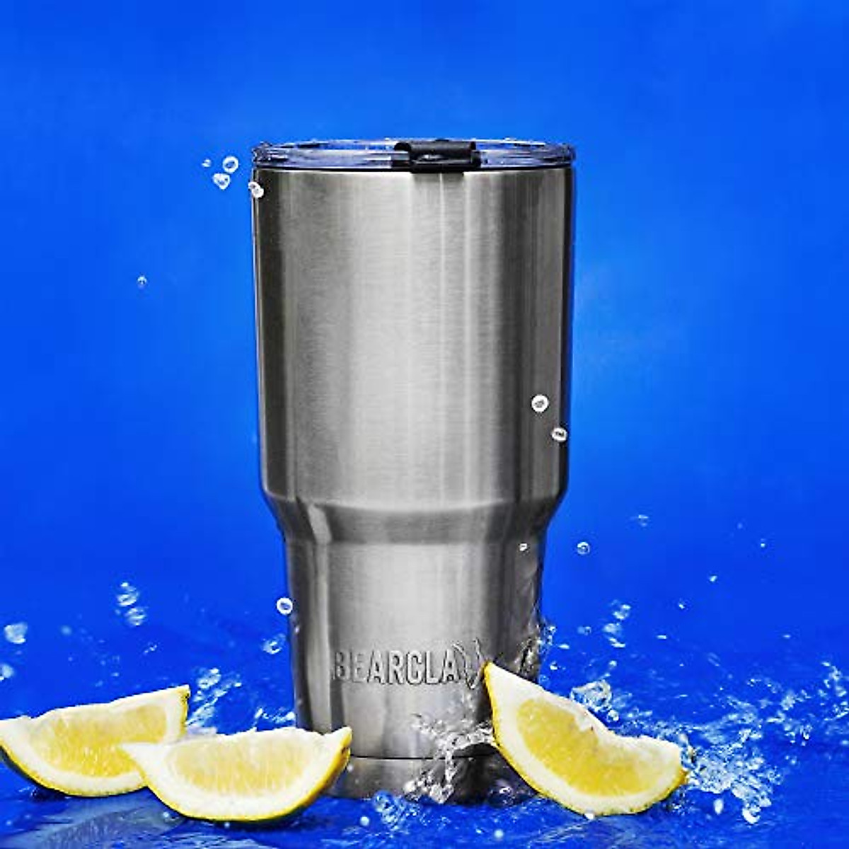 MalloMe BEARCLAW Insulated Tumbler With Handle & Straw - Stainless Steel Tumblers Coffee Travel Mug - Reusable Insulated Cup for Water with Brush, 2 Lids & Straws - Splash-Proof 30 Oz Silver