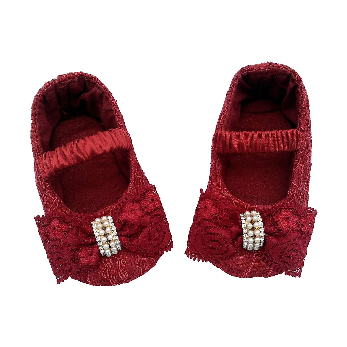 Glamulice Red Baby Flower Girls Dress Outfit Lace Infant First Birthday Outfit Wedding Bridesmaid Party Christmas Dresses 6-12 Burgundy Newborn Formal Holiday Ball Gown Daughters Photo Shoot Event 6M