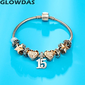 Letter M Spacer Charms, Initial M Alphabet Rubber Stopper Beads in Antique 925 Sterling Silver, fits Pandora Mothers Day Bracelet, Personalized Gift for Mama/Mom in Law/Mother