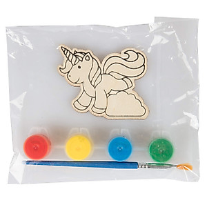 Valentines Cards for Kids Classroom -Dragon & Unicorn Wood Painting Kits (24ct)-Great Valentine's Day Gifts for Kids School Exchange -Each Valentine has Craft, Paints, Brush & Sticker for Boys & Girls