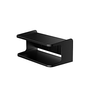 Wall Double-Layer Shelf Bedside Shelf Organizer Storage Shelves Bracket Abs Plastic Bedside Shelf Caddy Basket Pocket Organizer Office Mount Bedroom,Dorm (Black)