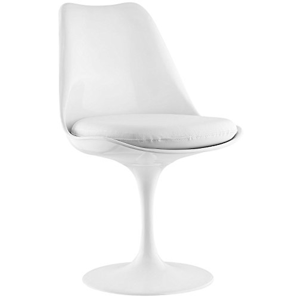 Modway Lippa Mid-Century Modern Faux Leather Upholstered Swivel Dining Chair in White