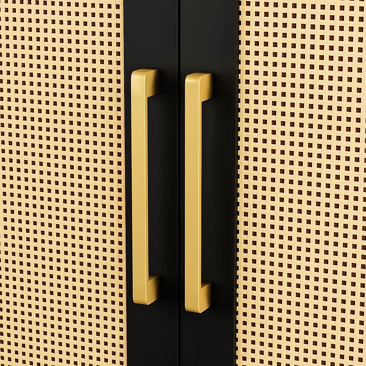 JOZZBY Set of 2 Rattan Cabinet, Sideboard Storage Cabinet 2 Door Accent Cabinet with Adjustable Shelves Buffet Cabinet for Kitchen Living Room Dining Room Entryway