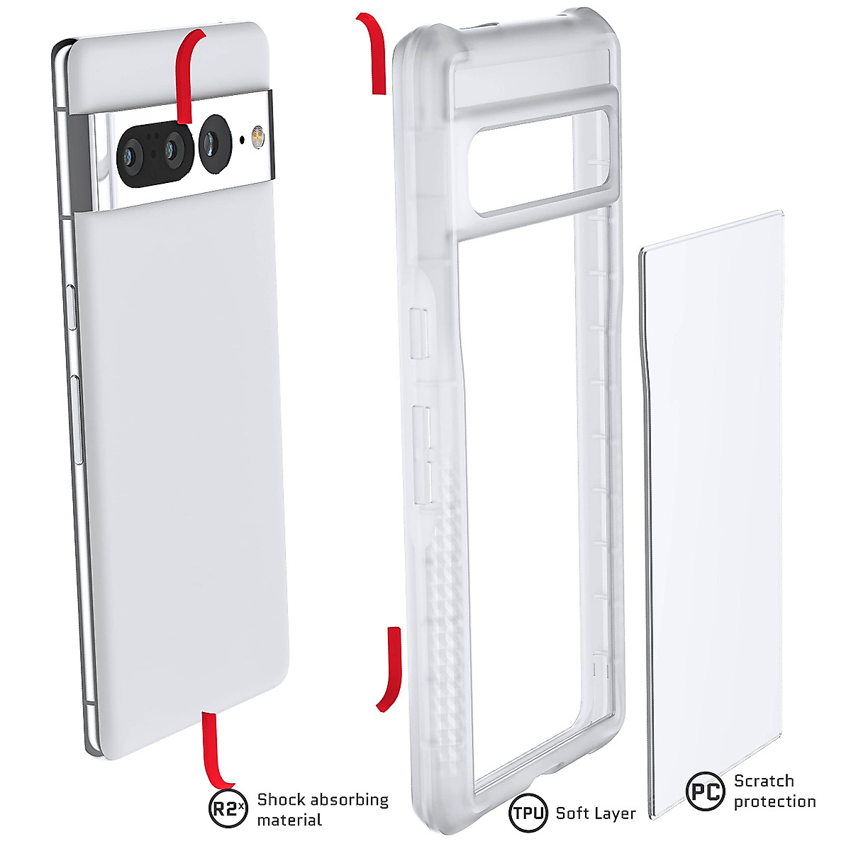 Ghostek COVERT Google Pixel 7 Pro Case Clear with Ultra Thin Design and Non-Slip Grip Bumper Supports Wireless Charging Shockproof Protective Phone Cover Designed for 2022 Pixel 7 Pro (6.7 IN) (Clear)
