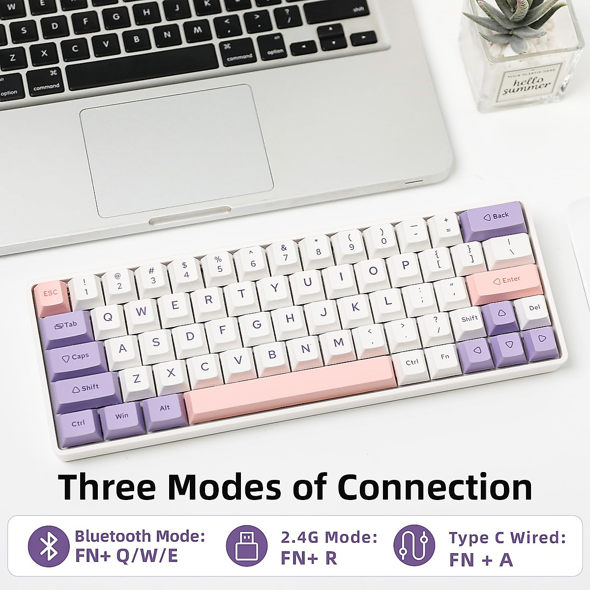 EPOMAKER EP64 60% Mechanical Keyboard, Wireless Gaming Keyboard, 2.4GHz/Bluetooth 5.0/USB-C Custom Keyboard, Hot Swappable, NKRO, Programmable wtih Dye-sub PBT Keycap for Mac/Win (Mulan Switch)