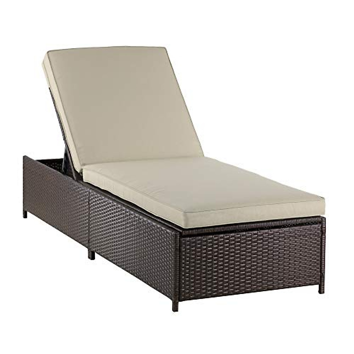 Serta Brown Resin Wicker Outdoor Patio Furniture Collection, Storage Chaise Lounge, Beige
