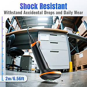 Tera Upgraded USB 2D QR Barcode Scanner Wired, Officially Certified Dustproof Shockproof Waterproof IP65 Ergonomic Handle Fast and Precise Scan for Windows Linux Plug and Play Model D5100Y