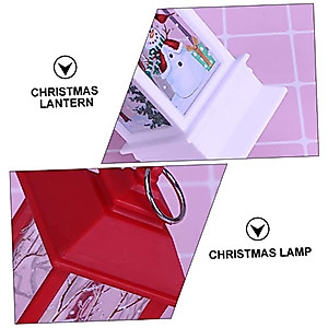 NOLITOY 2pcs Christmas Flame Lights Christmas Decorative Lantern Santa Snow Globe Lantern LED Christmas Lantern Table Top Decor Small Telephone Booth Lamp Snowball Christmas Plastic