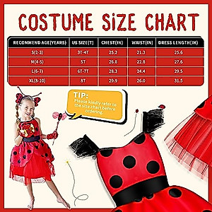INNOCHEER Ladybug Dress Costume for Girls, Ladybug Costume Toddler Halloween Birthday Dress Up Pretend Play for Kids 2-10