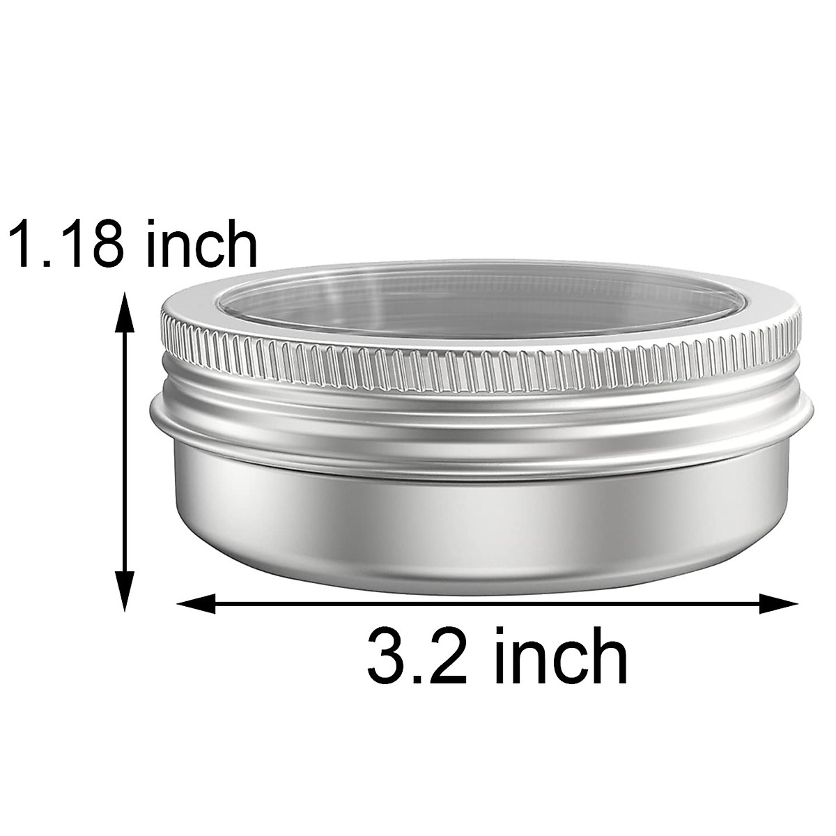 12 Pcs 4 Ounce aluminum Tins Jars Containers Round Clear Top Screw Lids Containers for Cosmetic, Salves, Balms, Lip Balm, Spices or Others, Silver