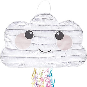BLUE PANDA Pull String Cloud Pinata for Girls Rainbow Birthday Party Supplies, Baby Shower Decorations (16.5 x 10 x 3 In)