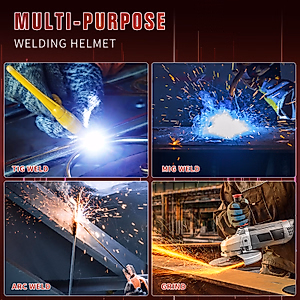 TRQWH Auto Darkening Welding Helmet with Light Solar Powered True Color Welding Hood 2 Arc Sensor Wide Shade 9-13 Welding Mask with Extra Grinding Mode Weld Helmet (KTS-KP03)