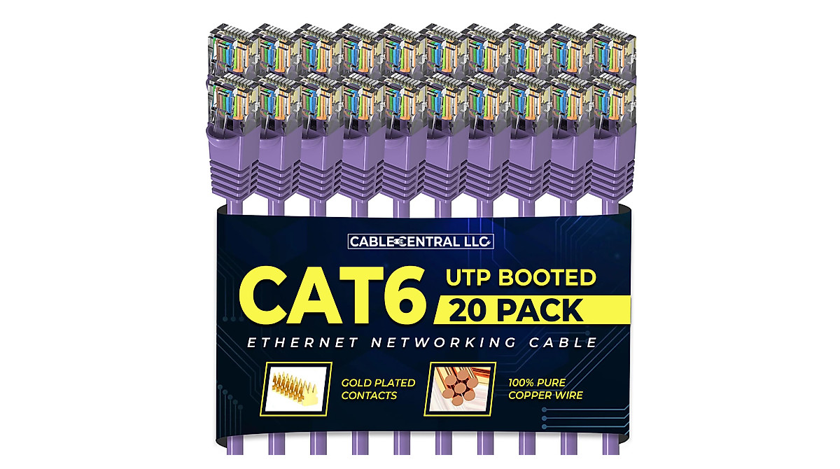 Cable Central Cat6 Ethernet Cable - 7 Ft (20 Pack)