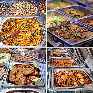 SINJEUN 8 Pack 1/6 Size x 4 Inch Deep Steam Table Pans, Stainless Steel Steam Pan Catering Food Pan for Restaurant, Hotel, Catering, Silver