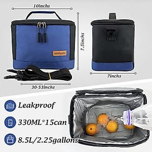yuzerfortalbe Lunch Bag For Women Adults ，Insulated Lunch Box Leakproof Reusable Lunch Bag With Removable Adjustable Shoulder For Work Picnic School Travel 15 Can (8.5L) Blue