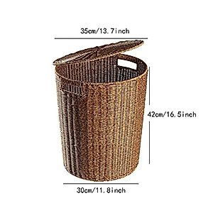 SCUUBE Trash Bin Trash Can Wastebasket Portable Trash Can with Lid Large Storage Bin with Handles, Garbage Container Bin for Bathrooms Kitchens Garbage Can Waste Bin (Color : Dark Brown)