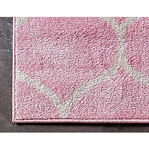 Unique Loom Trellis Frieze Collection Area Rug - Rounded (5' 1" x 8', Light Pink/ Ivory)