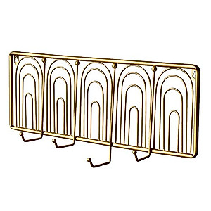 rUrEu Coat Hook Hanger,Coat Rack Wall Mounted with 4 Hooks, Decorative Wall Frame,Key Hook Suitable for Entryway Bathroom Kitchen Cabinets, Gold