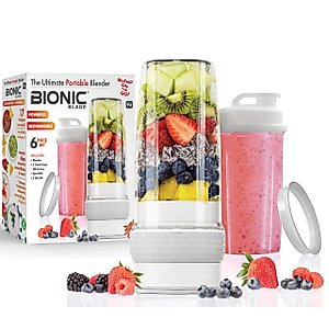 Bionic Blade Personal Blender 26.5 oz, with Extra Shaker and Lid, Cordless, Air Tight, Rechargeable 18,000 RPM Portable Blender for Shakes, Smoothies, Juice and Sauces 8.6”