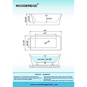 WOODBRIDGE 67" Acrylic Freestanding Bathtub Contemporary Soaking White Tub with Chrome Overflow and Drain，BTS1609 -C-Drain &O