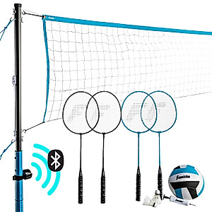 Franklin Sports Bluetooth Volleyball/Badminton Combo - Complete Combo Set - Bluetooth Speaker - Carry Bag