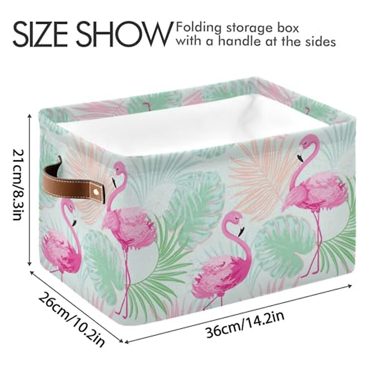 Cute Flamingo Storage Basket Bins Decorative Toy Organizer Bins Laundry Hamper Baskets with Handles for Home Boys Girls Office Closet Shelf Nursery Baskets,2 pcs