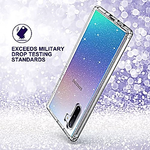 ULAK Galaxy Note 10 Case, Stylish Clear Glitter Sparkle Heavy Duty Shockproof Rugged Protection Case Transparent Soft TPU Protective Cover for Samsung Galaxy Note 10 6.3 inch (2019), Clear Glitter