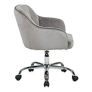 OSP Home Furnishings Bristol Adjustable Extra Plush Swivel Home Office Task Chair with Polished Chrome Base, Charcoal Grey Velvet