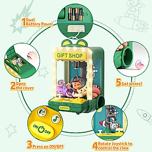Skirfy Claw Machines for Kids with Lights,Boys Toys Age 8-10,Mini Candy Machine Toys for Girls, Boys Arcade Game Machines with Astronaut Toy&Squishies Toys,Vending Machine,Birthday Gifts