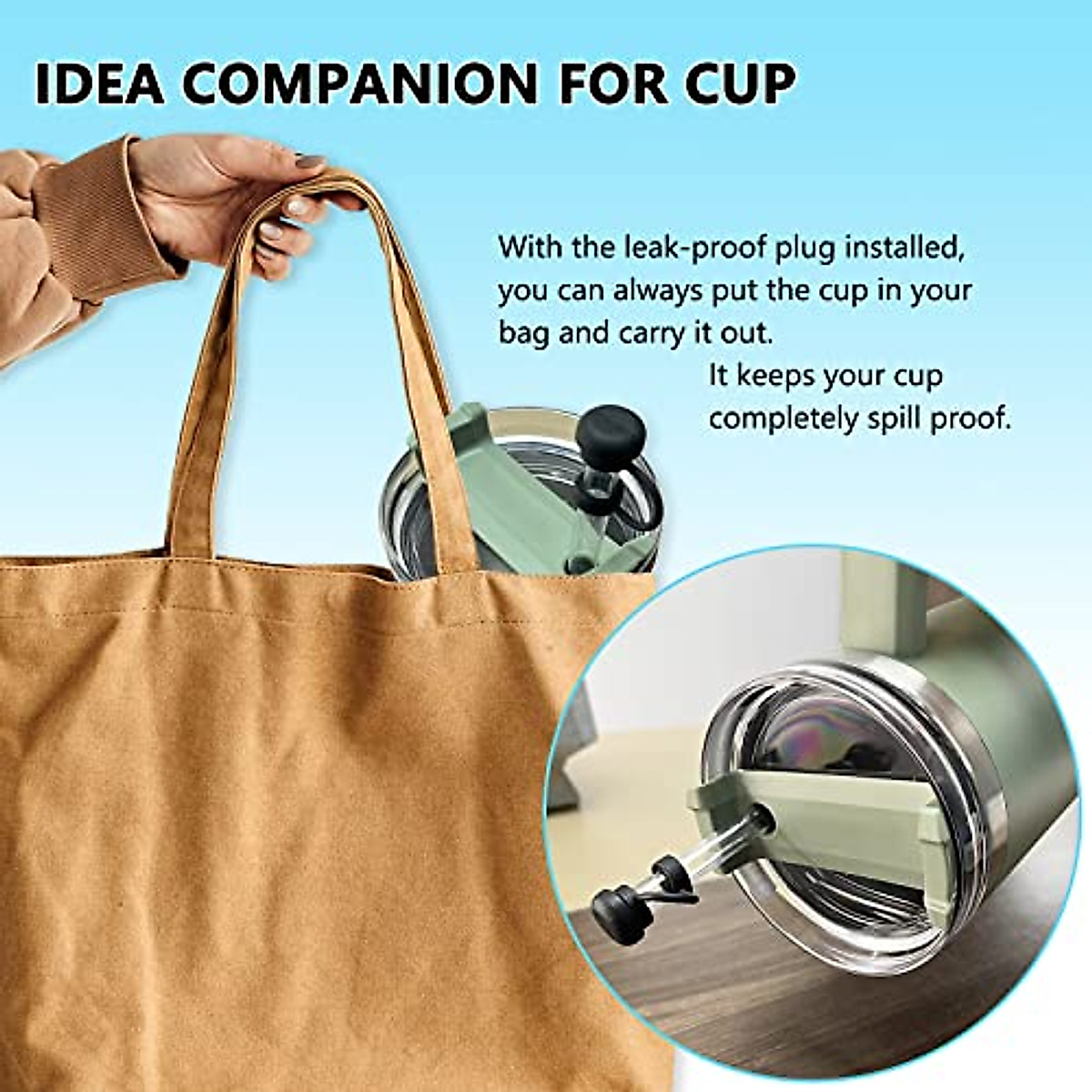 Silicone Spill Proof Stopper Set,Compatible with Stanley 30&40 Oz Tumbler 1.0,6 pack Stanley Cup Accessories, Spill Stopper for Stanley Cups Accessories (Black 6Pack)