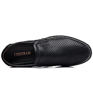 COSIDRAM Mens Casual Shoes Slip on Loafers Lightweight Hollow Out Breathable Male Shoes Black 10.5
