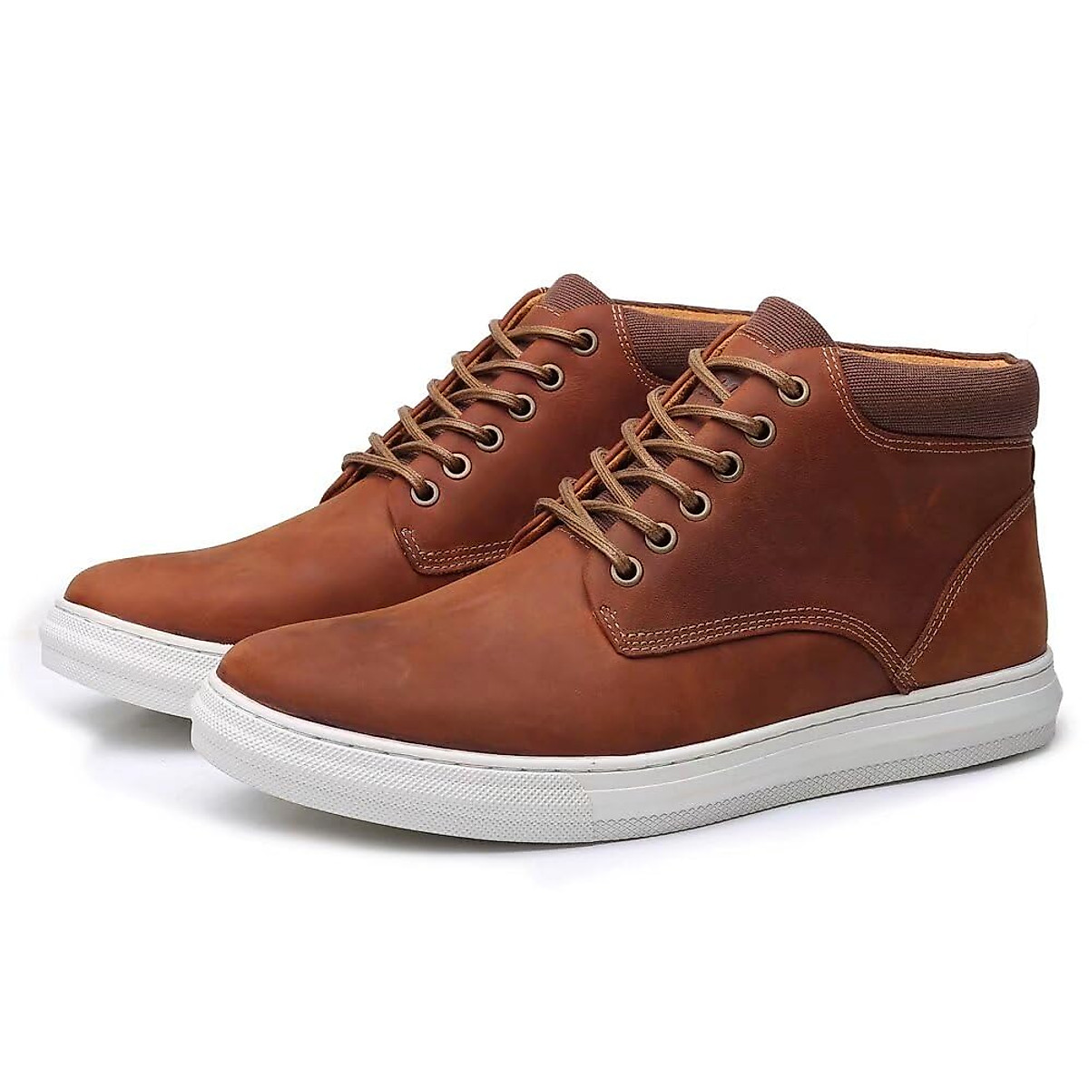Arkbird Casual Sneaker Shoes, Lace-up Leather Chukka Boots for Men, Tan 9.5