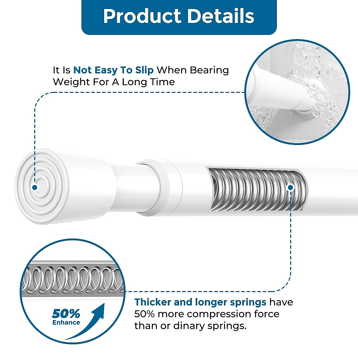 AIZESI 2pcs Spring Tension Rods Adjustable 26 to 39 inch Tension Curtain Rod Small Tension Rod No Drilling Expandable Spring Loaded Curtain Tension Rod,Suitable for Doors and Windows 28 to 36 inch