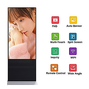 Canlarriz 55 Inch Floor Standing LCD Digital Signage, IR Touch Screen Kiosks 4K UHD, Android 9.0 OS 2+16G Black WiFi Display Advertising Player