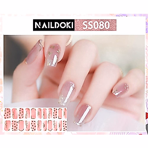 NAILDOKI Nail Stickers 6 Sheets x 22 Pieces Full Wraps Nail Polish Strips, Self-Adhesive Gel Nail Art Decals for Women Girls