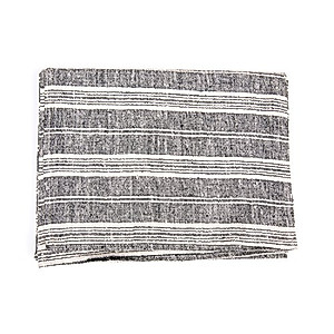LinenMe 0101602 Towel Multistripe 26" x 53", Made in Europe, Bath Sheet, European Linen, Machine Washable, Super Absorbent, 26 x 51, Black/White