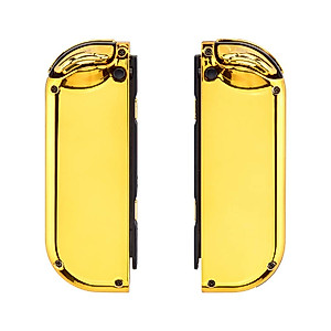 eXtremeRate DIY Replacement Shell Buttons for Nintendo Switch & Switch OLED, Chrome Gold Custom Housing Case with Full Set Button for Joycon Handheld Controller - Console Shell NOT Included