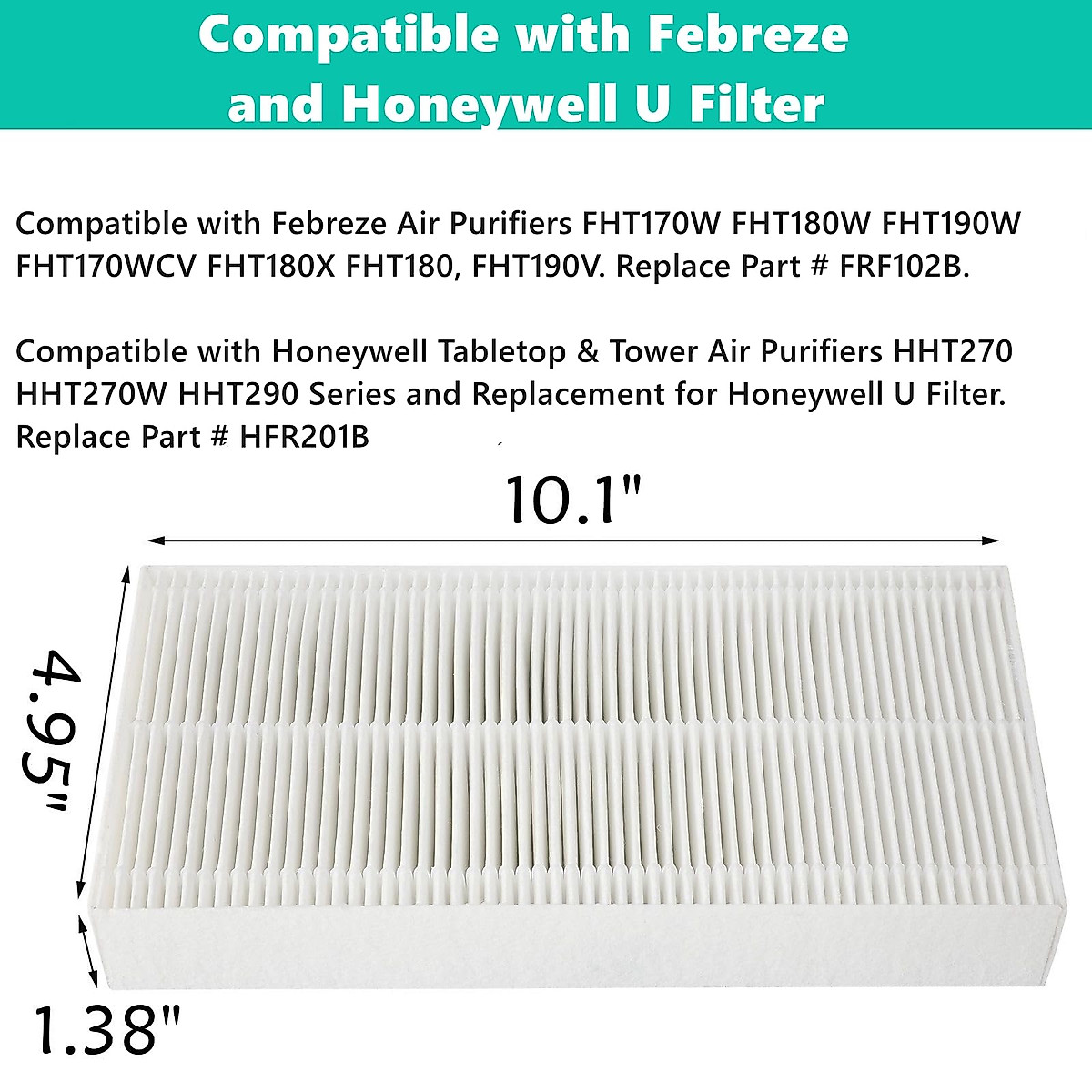 Gazeer 4 Pack True HEPA Filter Replacement for Honeywell U Filter (HRF201B) Compatible with Honeywell HHT270,HHT270W, HHT290 Series,and Compatible with Febreze FRF102B Filter