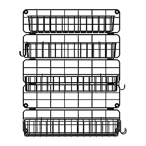 CALM COZY Bathroom Organizer, 4-Tier Shower Caddy Basket, Wall Mount Shower Organizer Metal Shelves Organization, Rustproof Bathroom Shelves Storage with 6 Hooks for Hanging Sponge, Black