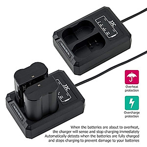 JJC EN-EL15 Battery Charger USB Dual Slot for Nikon Zf Z f Z5 Z6 Z7 Z6II Z7II D850 D780 D750 D610 D600 D500 D7500 D7200 D7100 D7000 D810A D810 D800E D800 Cameras
