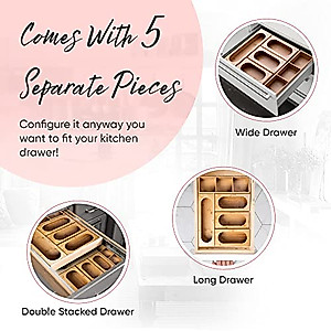 Summerlin Bamboo Ziplock Bag Organizer for Drawer Storage - Plastic Bag Holder Compatible with All Plastic Food Storage Bags (Quart, Snack, Sandwich, Gallon) - Comes with Bonus Container