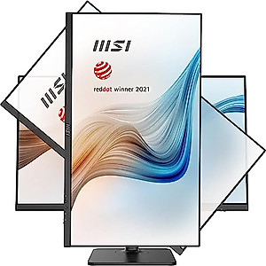 MSI Modern MD272QP, 27", 2560 x 1440 (QHD), IPS, 75Hz, TUV Certified Eyesight Protection, 5ms, HDMI, Displayport, USB C, Tilt, Swivel, Height Adjustable, Pivot,Black