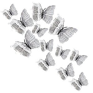3D Stereo Simulation Flash Butterfly Wall Decoration Living Room Bedroom self-Adhesion Wall Paste Waterproof Creative Refrigerator Sticker (Black)