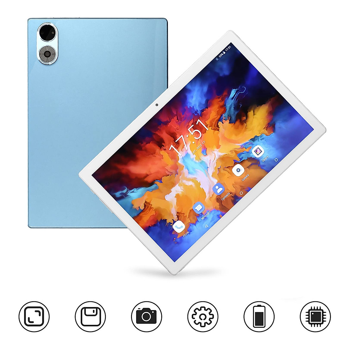 Tablet PC, 10.1 Inch IPS Touchscreen 2.4 5G WiFi Calling Tablet, MT6755 8 Core CPU Gaming Tablet with 8GB RAM 128GB ROM, 8MP 20MP Cameras, 8800Mah Battery, Smooth Display (Blue)