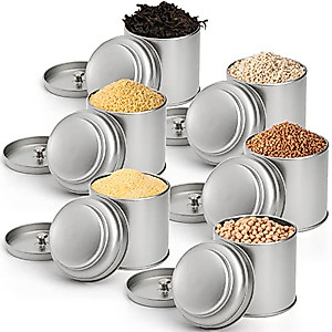 Lawei 6 Pack Tea Tins Canister with Airtight Double Lids, 8 OZ Round Tin Can Box, Small Kitchen Canisters Containers for Storage Tea, Coffee, Sugar, Loose Leaf, Candy, Herbs and Spices, Silver