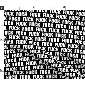 Spoonflower Fabric - F Word Curse Words Swear Profanity Adult Mature Block Text Black and Printed on Petal Signature Cotton Fabric Fat Quarter - Sewing Quilting Apparel Crafts Decor